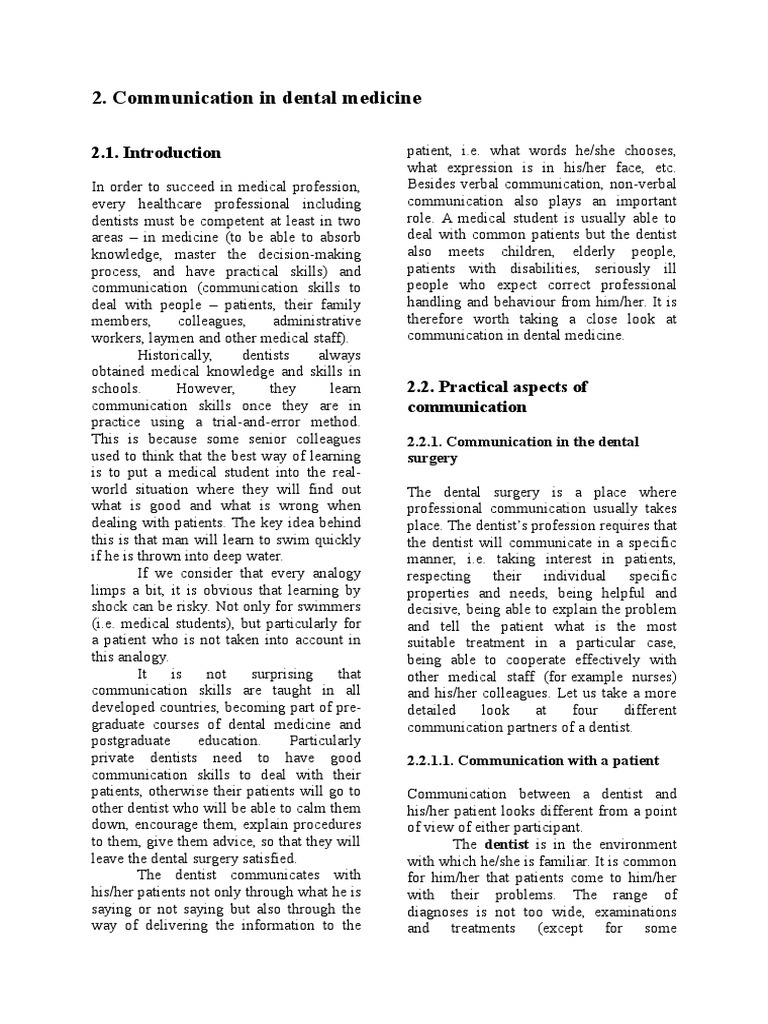 2.2.1. Communication in The Dental Surgery | PDF | Patient | Dentistry