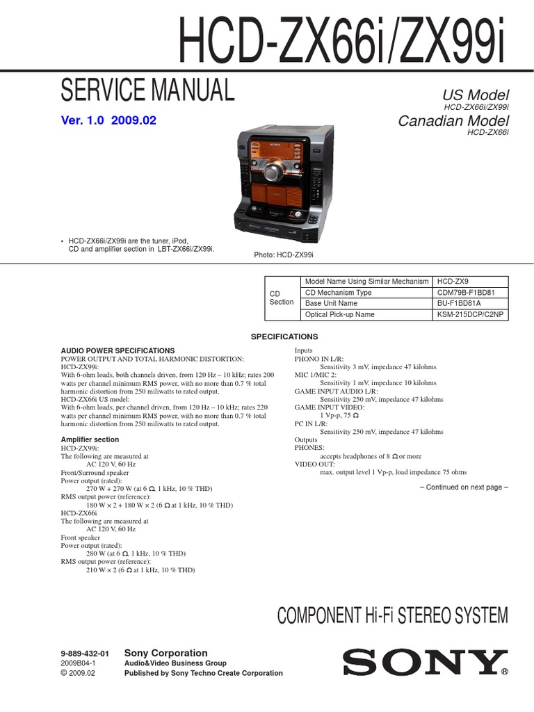 Manual Sony Hcd-Zx66i | PDF | Compact Disc | Soldering