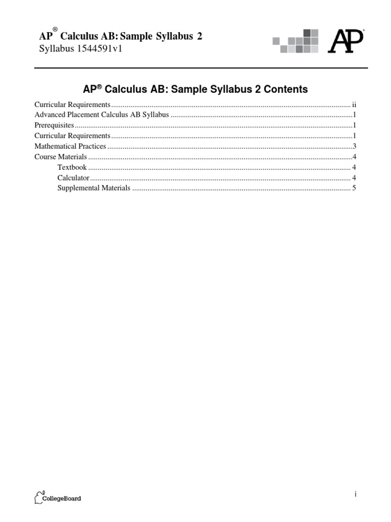Sample Syllabus 2016-2017 | PDF | Integral | Calculus