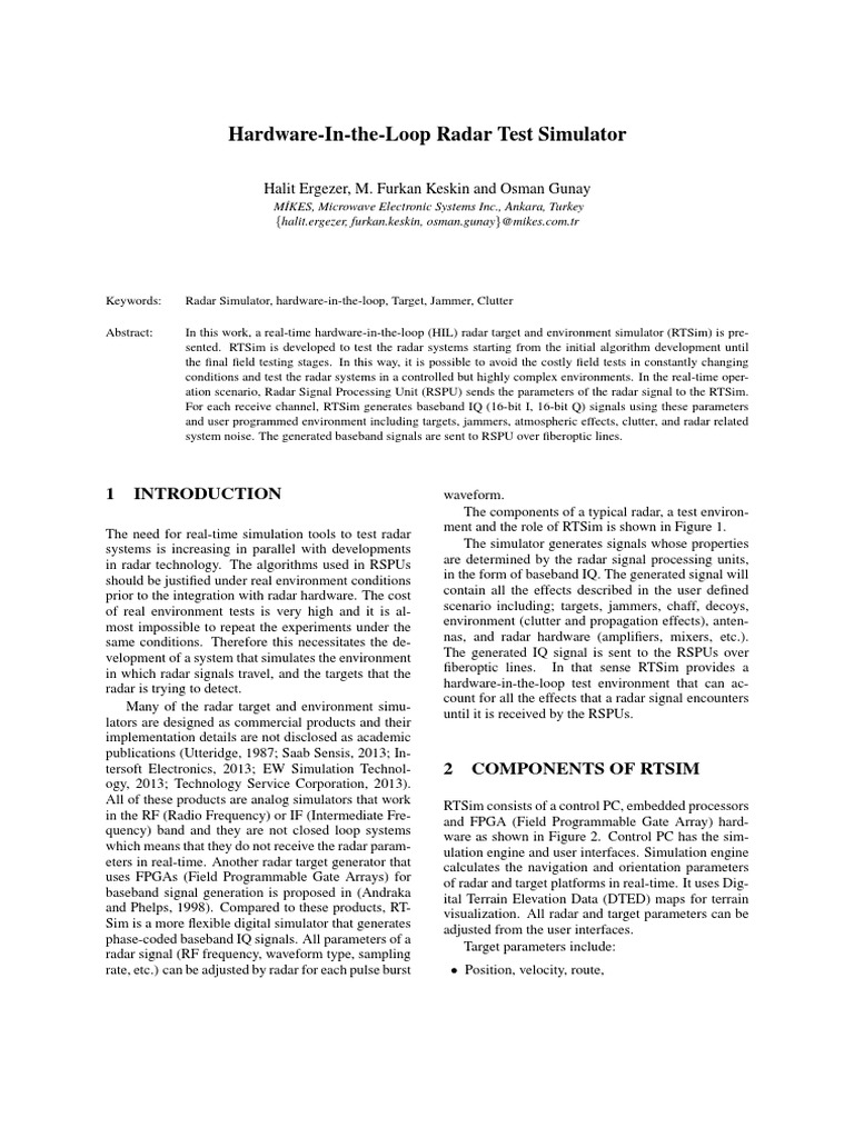 (2014) HWIL Radar Test Simulator | PDF | Field Programmable Gate Array ...