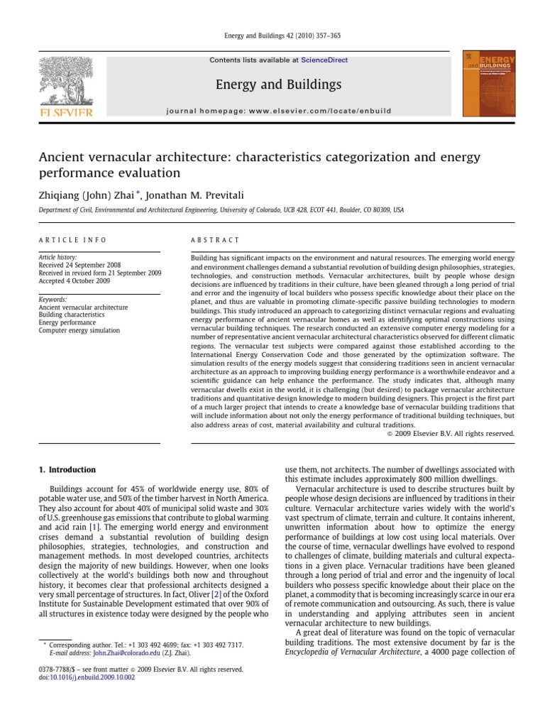 Ancient Vernacular Architecture Characteristics Categorization and ...