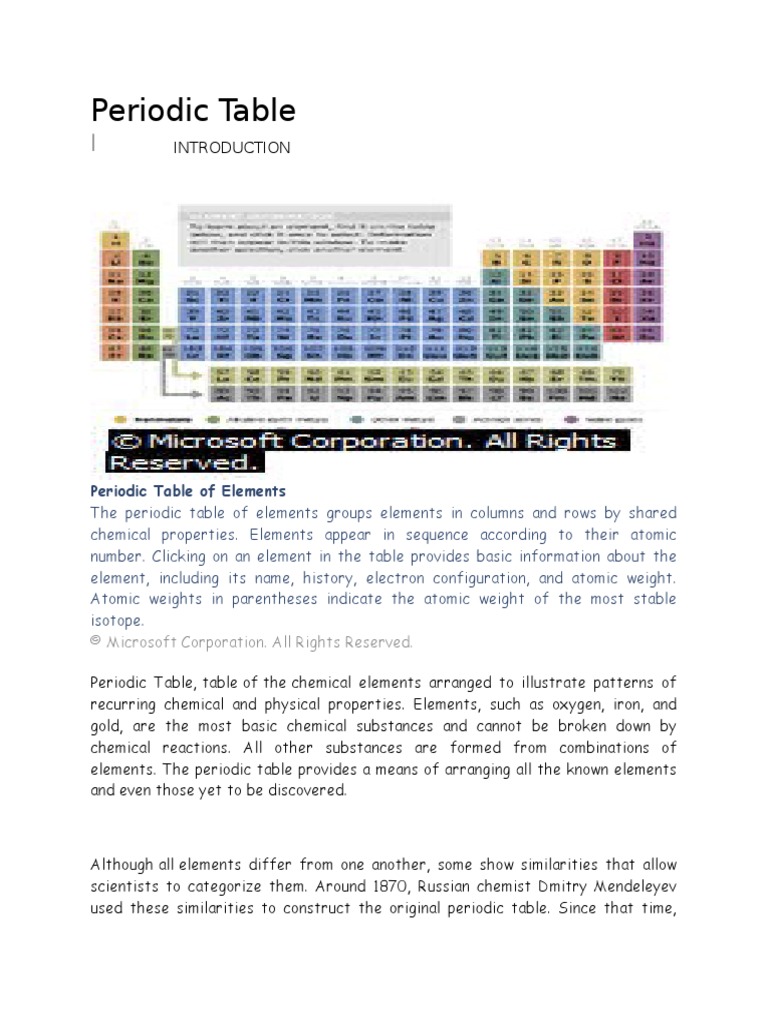 Periodic Table of Elements | PDF | Periodic Table | Chemical Elements