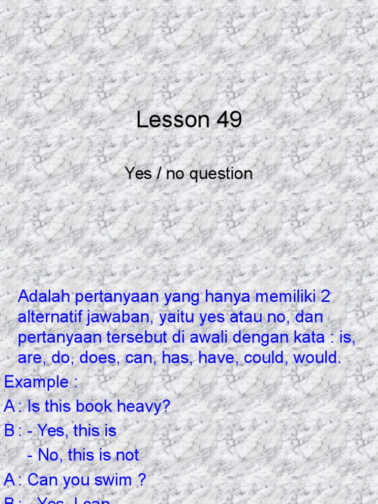 Lesson Yes-No Question | PDF