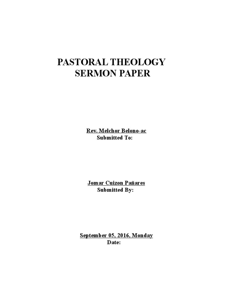 Pastoral Theology Sermon Paper | PDF | Epistle To The Romans | Repentance