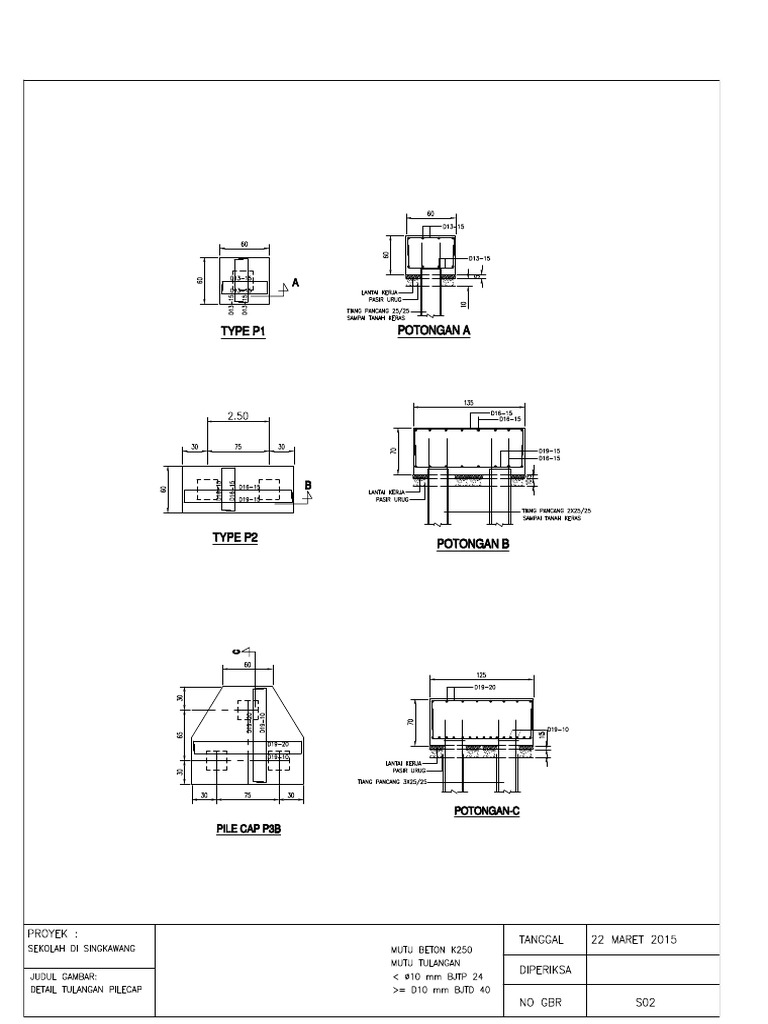 Detail Tul Tie Beam Dan Pile Cap | PDF