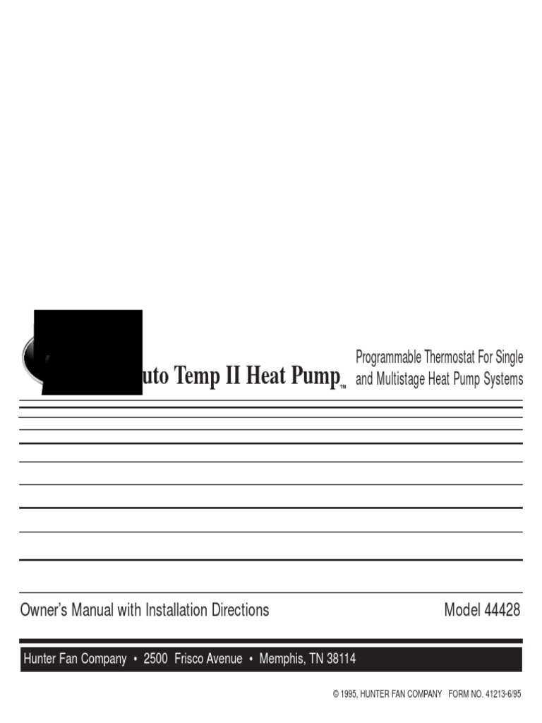 Auto Temp II Heat Pump: Programmable Thermostat For Single and ...