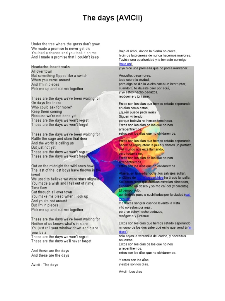 Letra The Days Avicii | PDF | Ocio | Entretenimiento (general)
