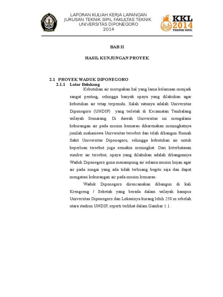 Proyek Waduk Diponegoro di UNDIP | PDF | Teknologi & Rekayasa