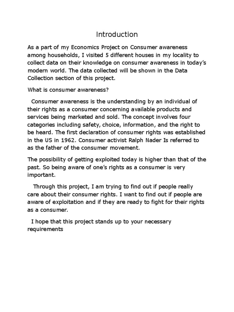 Consumer awareness introduction