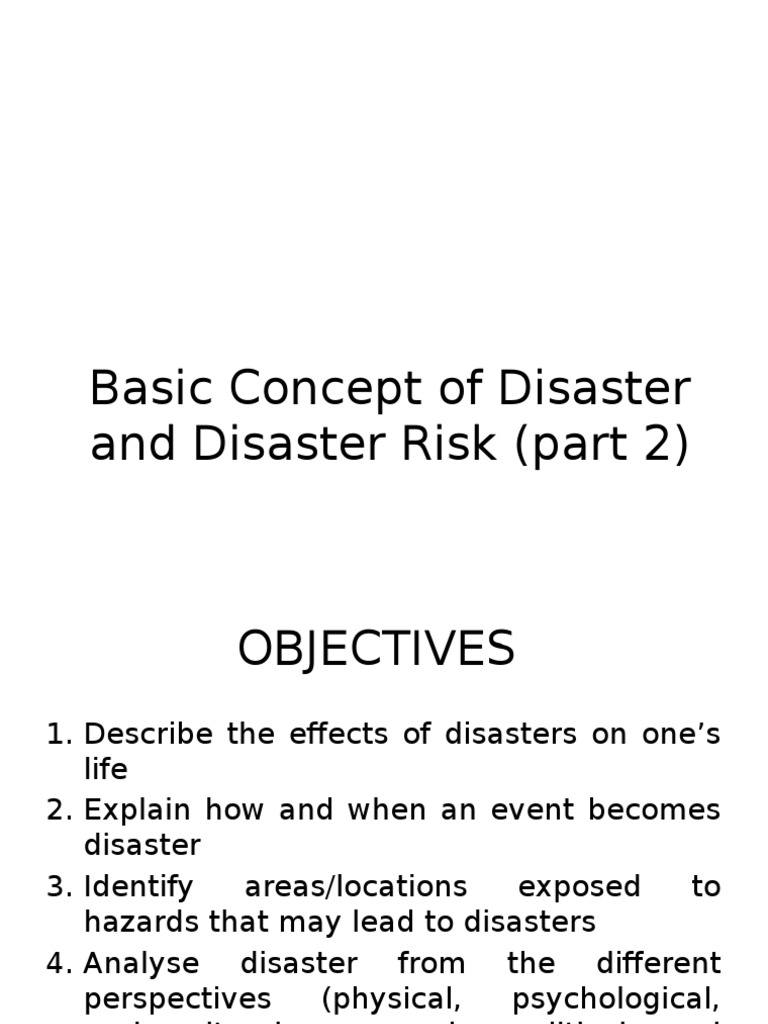 Basic Concept of Disaster and Disaster Risk Lec 2 | PDF | Psychological ...