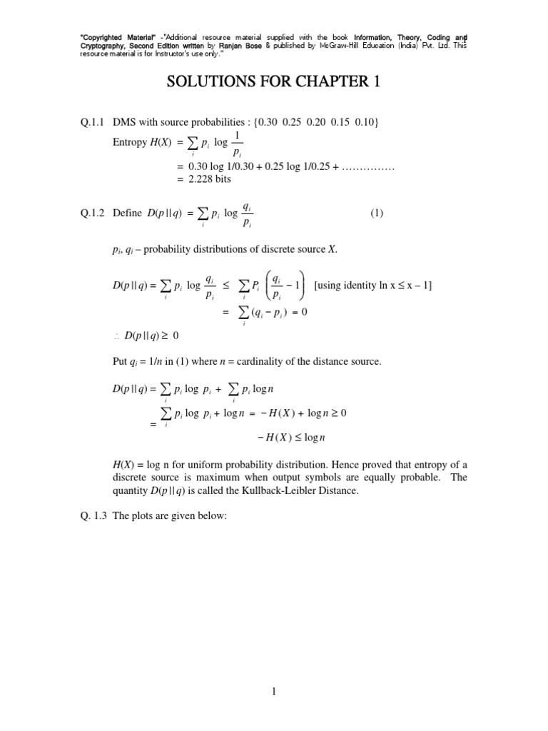 Ranjan Bose Information Theory Coding And Cryptography Solution Manual Pdf Logarithm