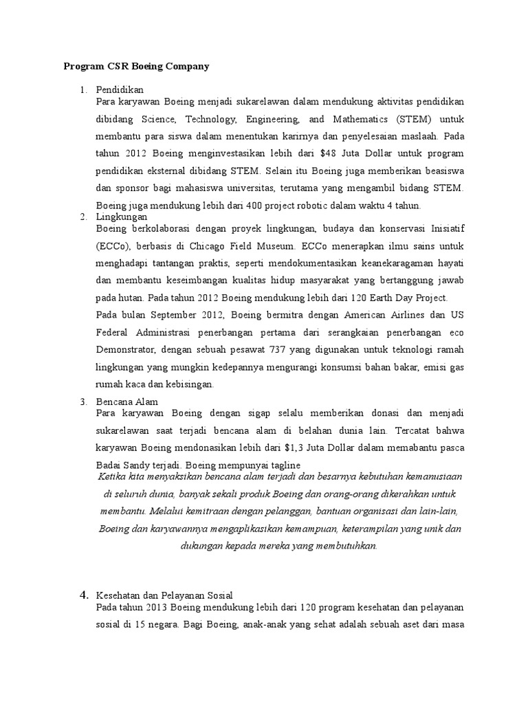 Program CSR Boeing Company | PDF