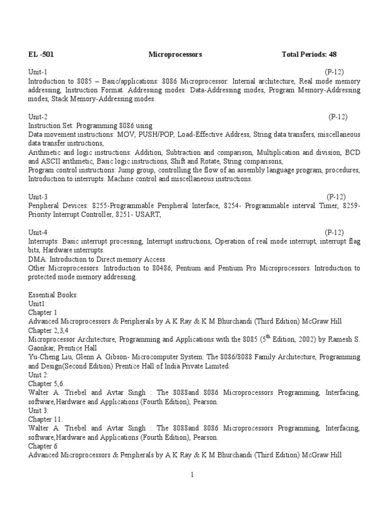EL - 501 Microprocessors | PDF | Microprocessor | Instruction Set