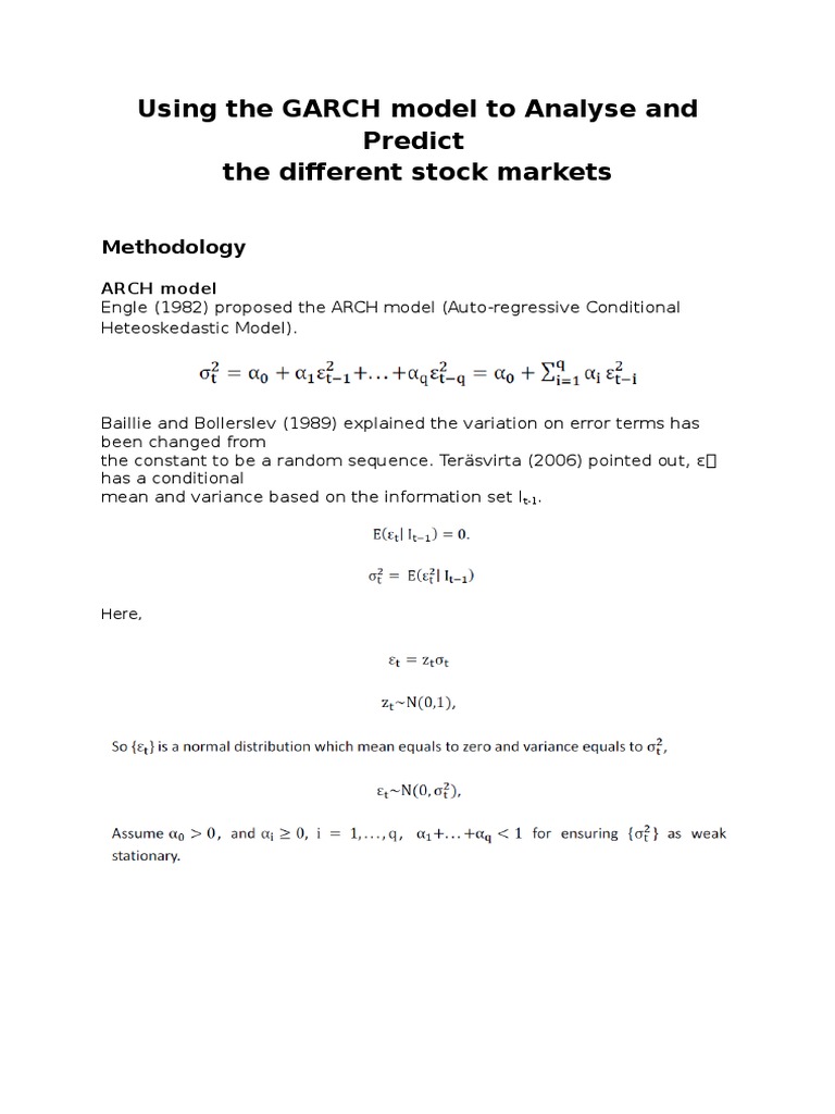 Using The GARCH Model To Analyse and Predict The Different Stock Markets | PDF | Akaike ...