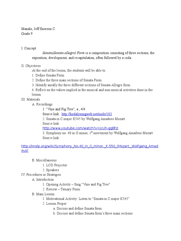 Manalo - Sonata Allegro Form LP | PDF
