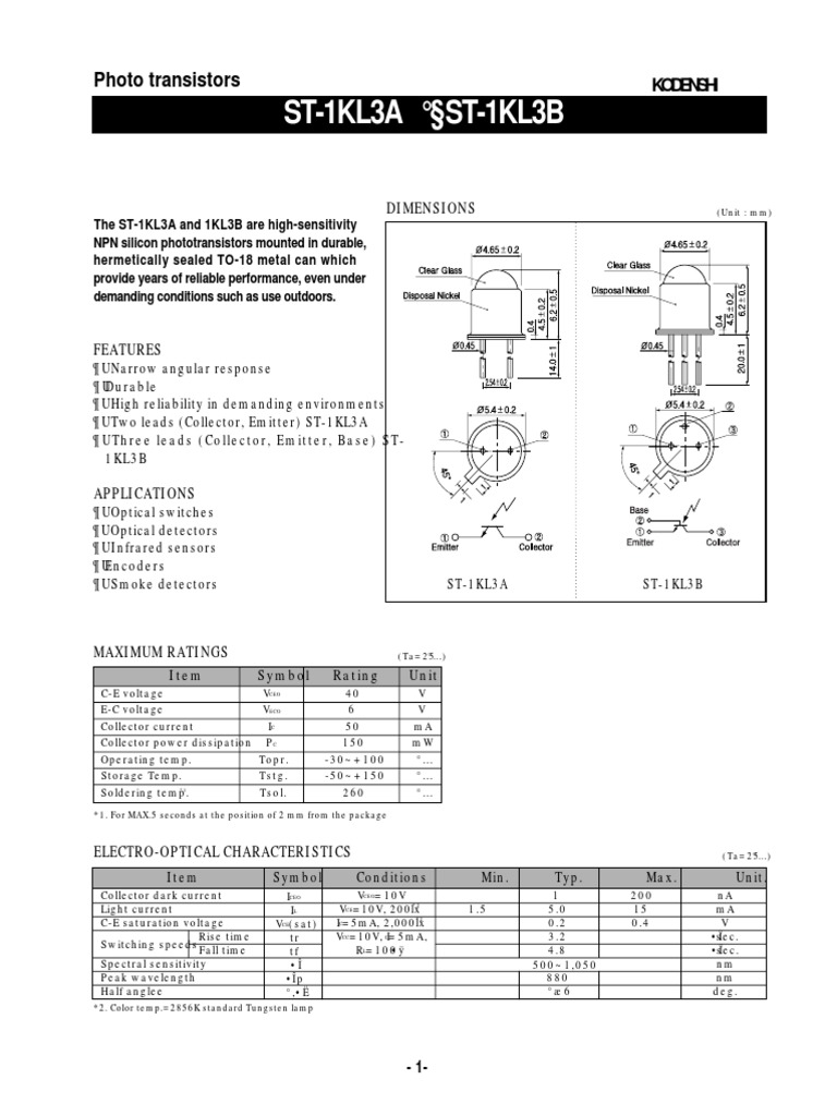 High-Sensitivity NPN Phototransistors | PDF | Science & Mathematics ...