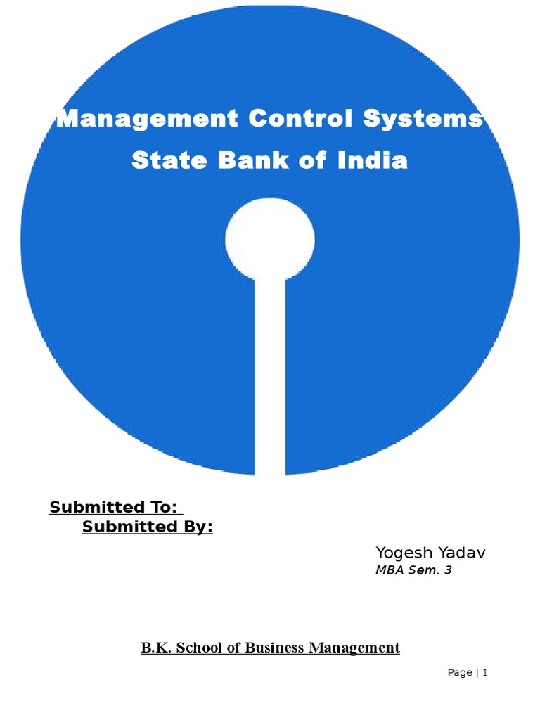 SBI Management Control Systems Overview | PDF | Operational Risk | Risk ...