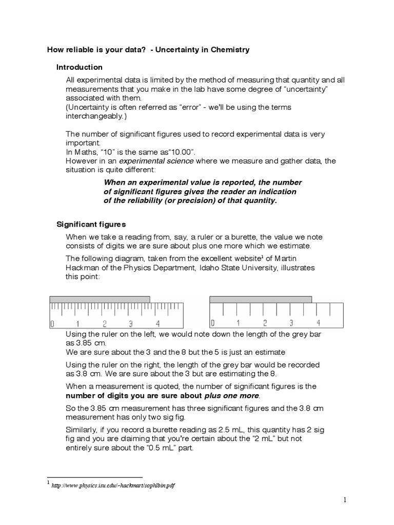 How Reliable Is Your Data? - Uncertainty in Chemistry | PDF ...