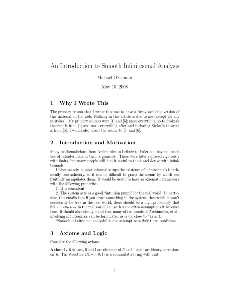An Introduction To Smooth Infinitesimal Analysis | PDF | Logic ... An Introduction To Smooth Infinitesimal Analysis | PDF | Logic ...