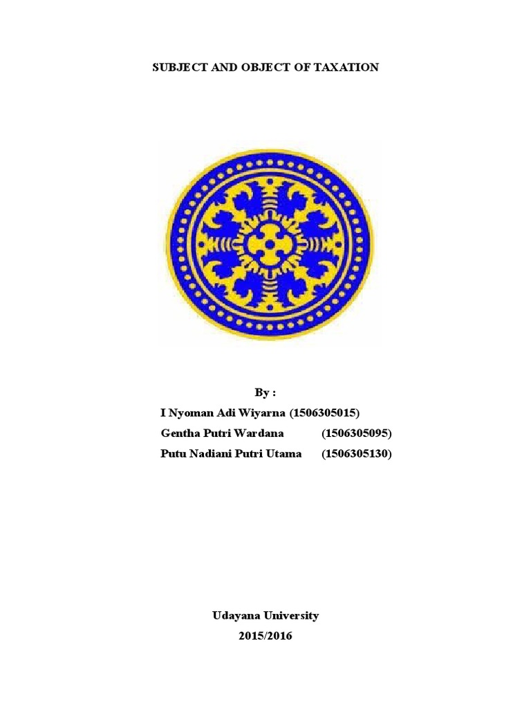 Understanding Tax Subjects and Objects | PDF | Partnership | Taxes