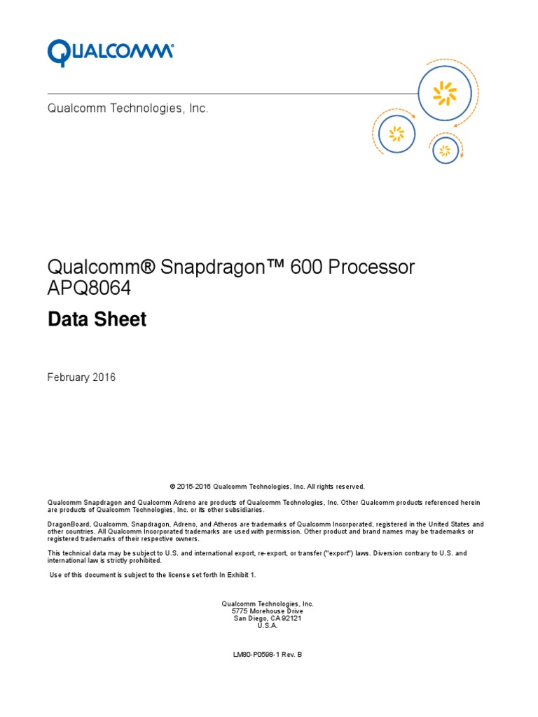 lm80-p0598-1 B Apq8064 Datasheet | PDF | Arm Architecture | Secure Digital