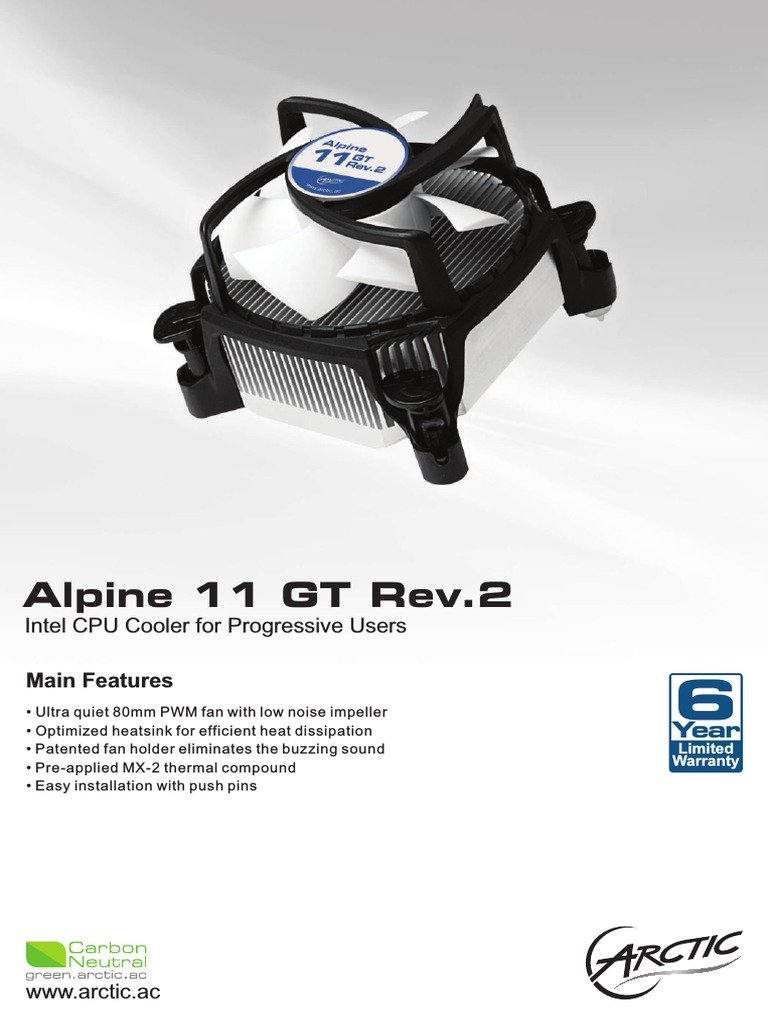 Intel CPU Cooler: Alpine 11 GT Rev.2 | PDF