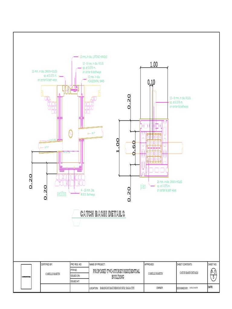 Catch Basin Details: P-3 Proposed Two-Storey Residential Building 5 | PDF