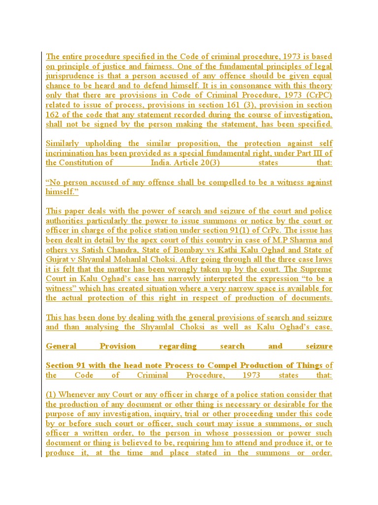 Search And Seizure Section