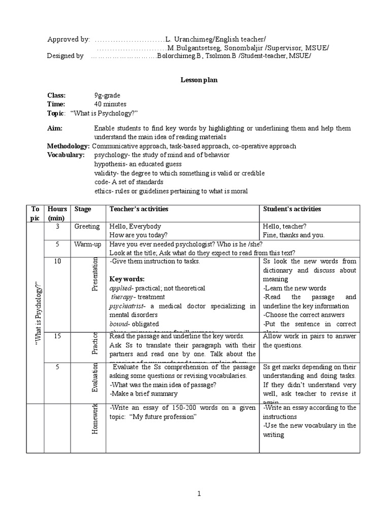 9th Grade Lesson Plans Overview | PDF