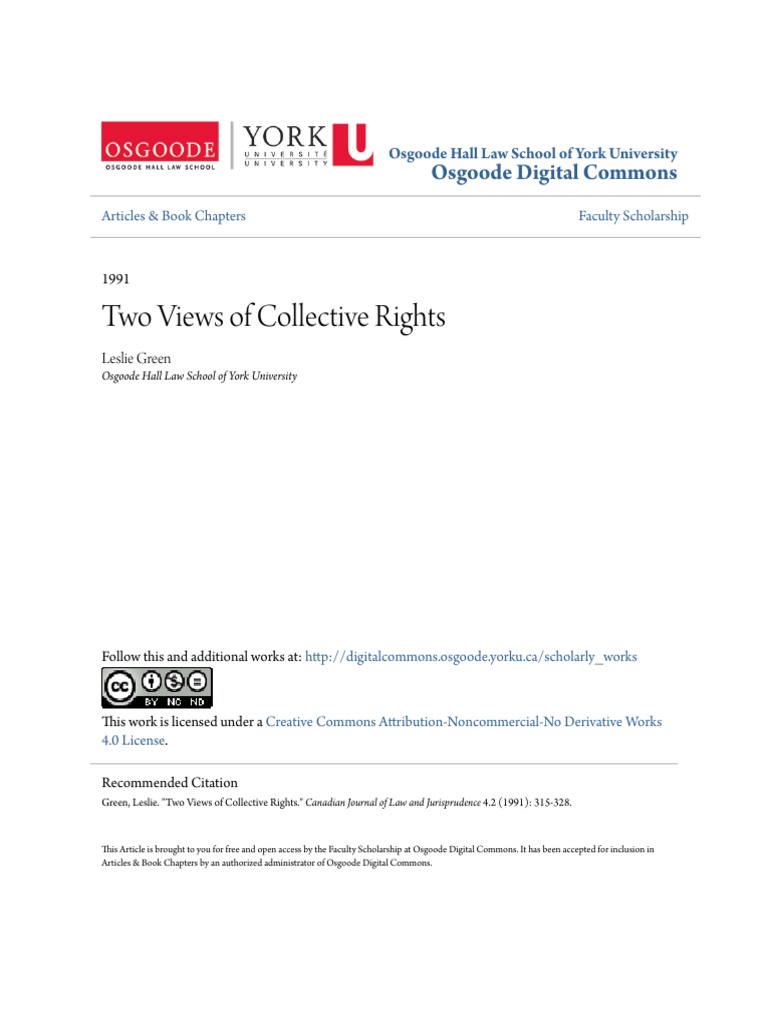 Two Views of Collective Rights | PDF | Individualism | Individual And ...