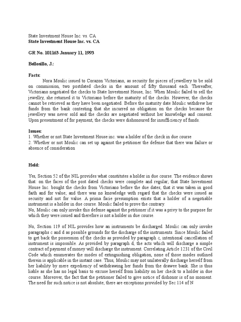 Nego Cases Digested | PDF | Cheque | Payments