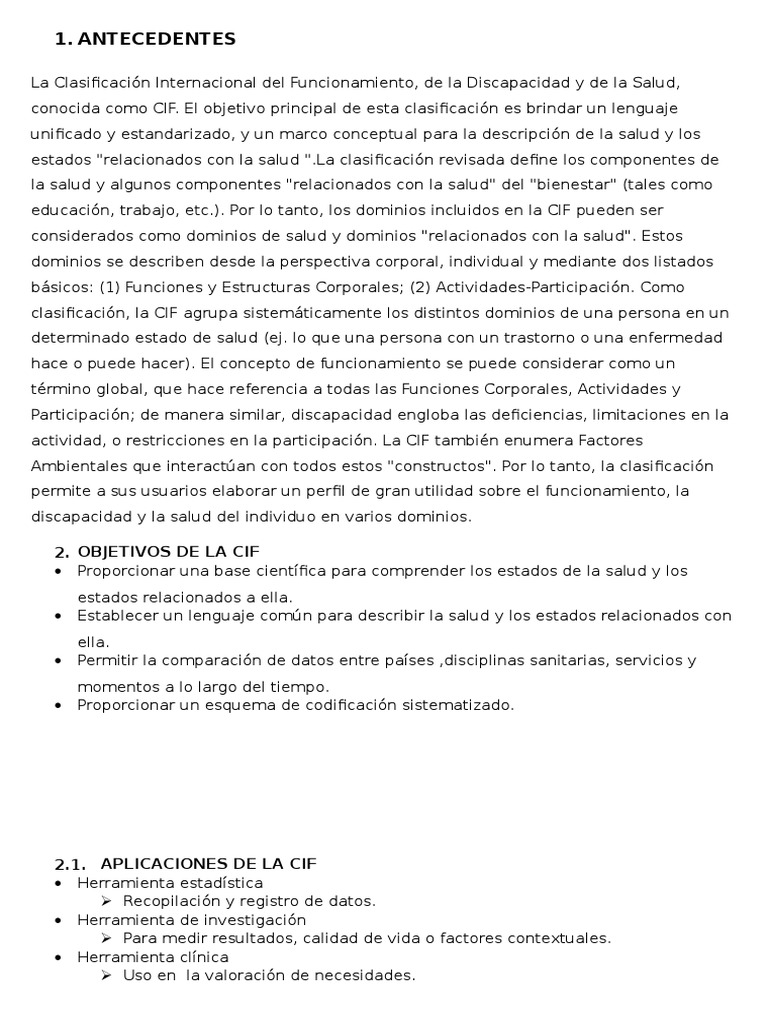 Antecedentes: 2. Objetivos de La Cif | PDF