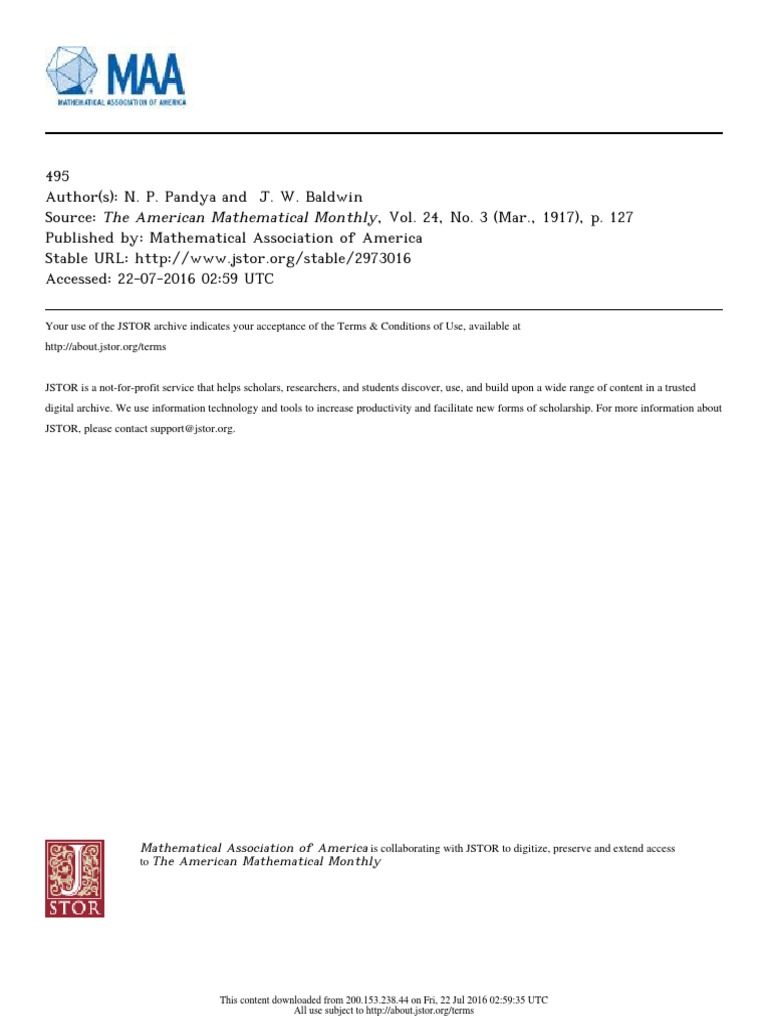 Mathematical Association of America The American Mathematical Monthly | PDF