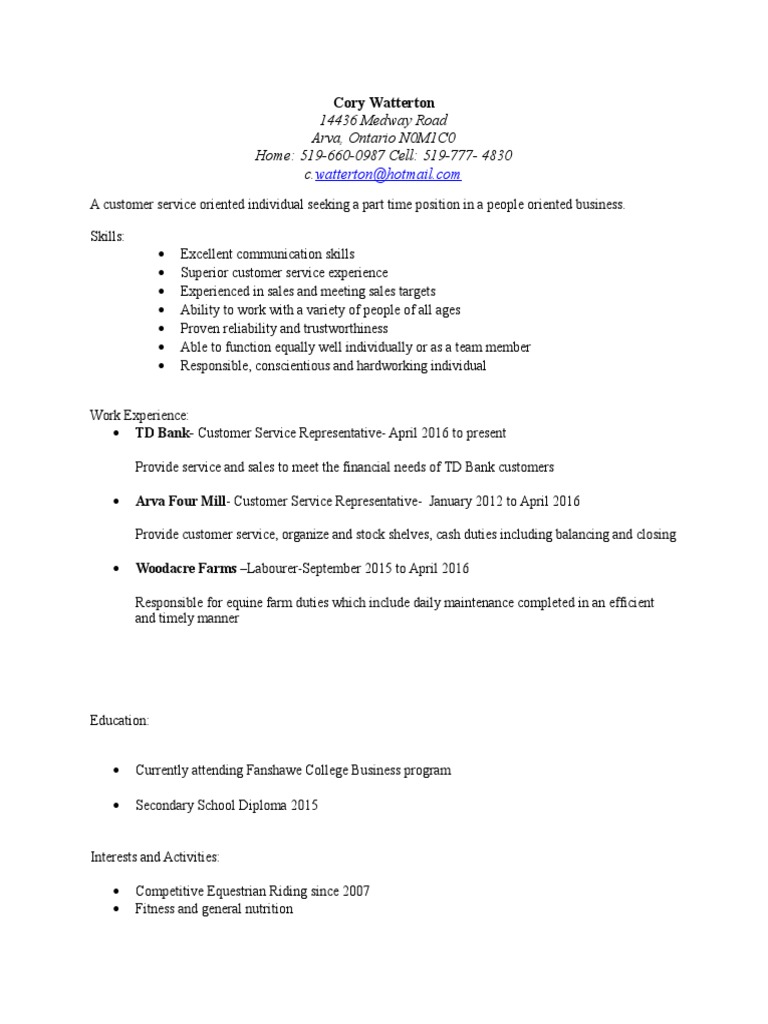 Cory Watterton Resume | PDF | Business