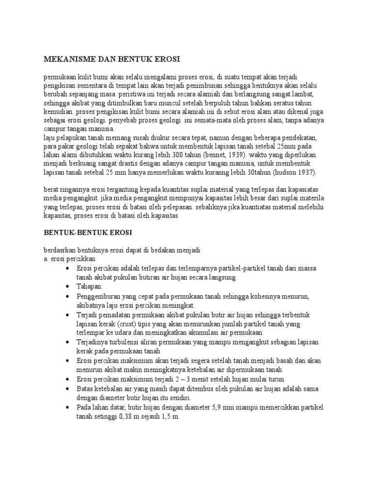 Mekanisme Dan Bentuk Erosi | PDF