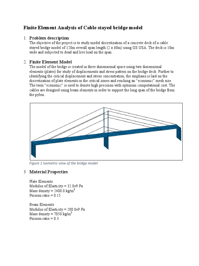 Finite Element Analysis of Cable Stayed Bridge Model | PDF | Finite Element Method | Elasticity ...