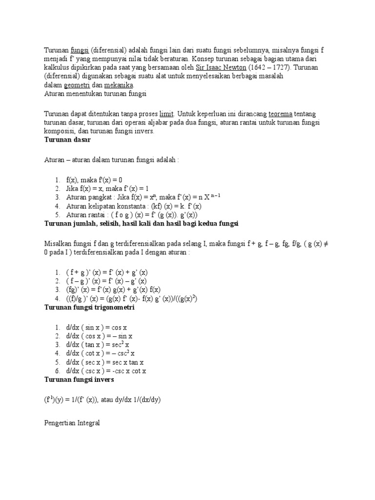 Turunan Dan Integral | PDF