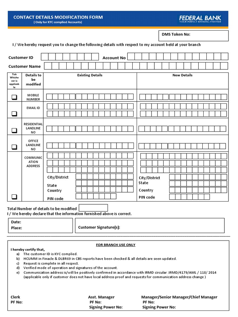 Contact Details Modification Form A | Computer Security | Security