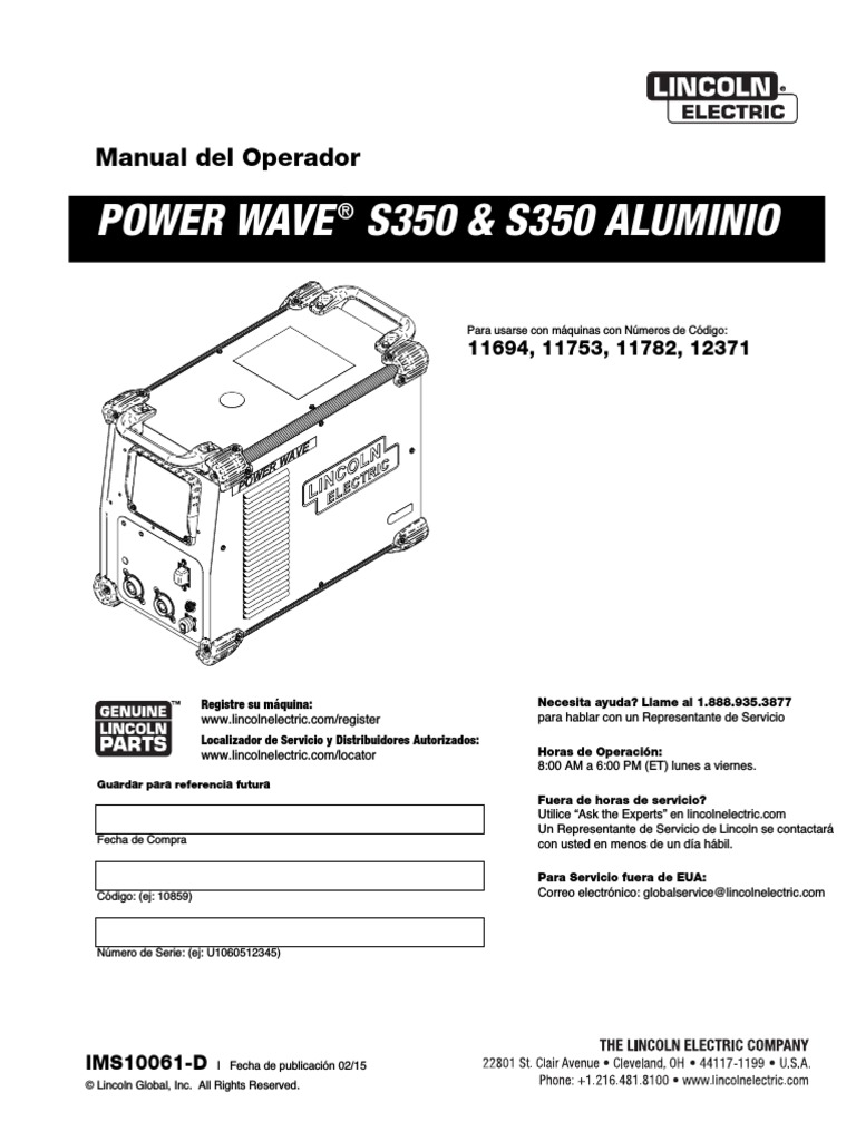 Ims10061-D Power Wave s350 | PDF | Soldadura | Construcción