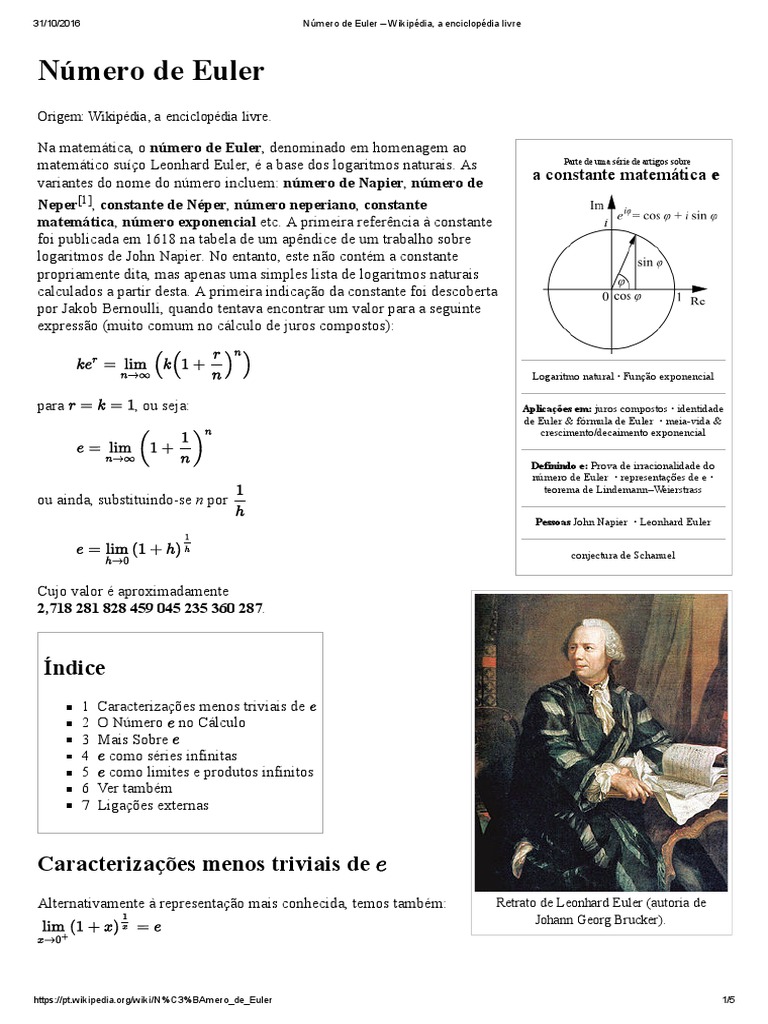 Número de Euler | PDF | Análise complexa | Conceitos matemáticos