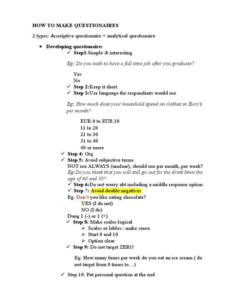 Effective Questionnaire Design Tips | PDF