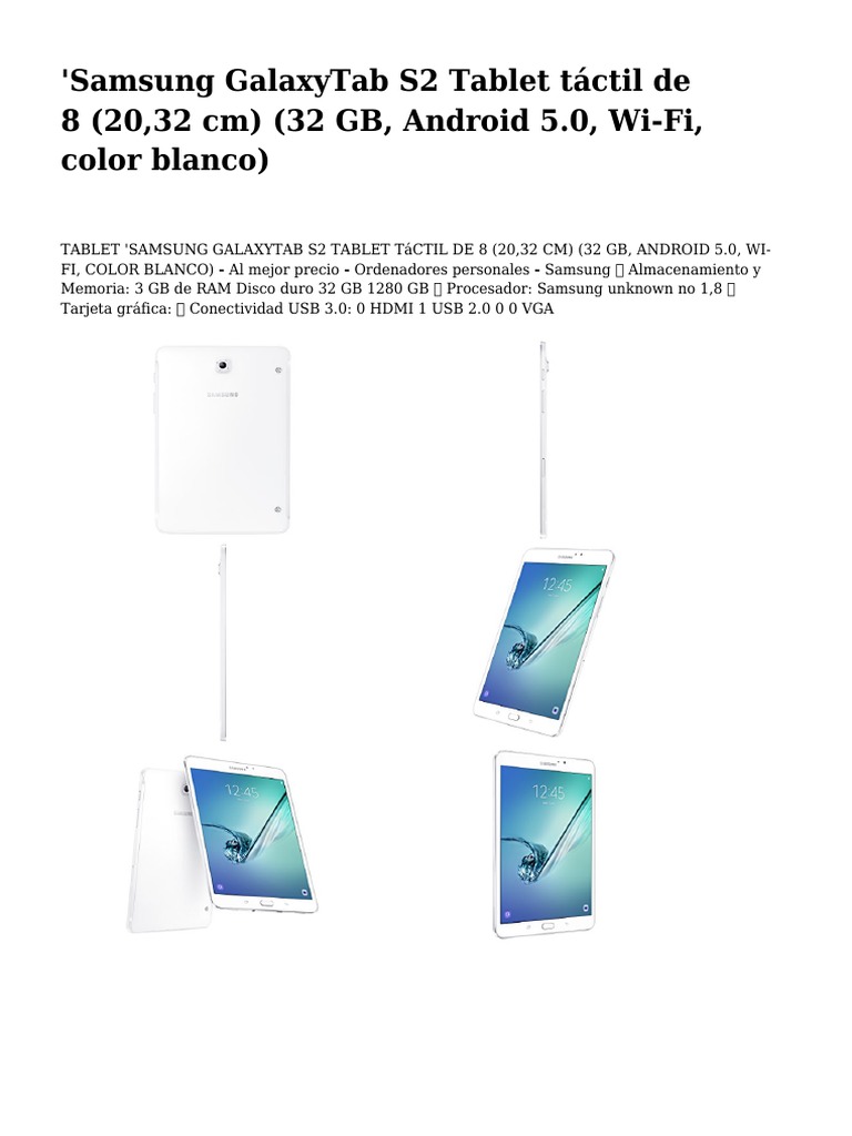 'Samsung Galaxytab S2â Tablet Tactil de 8Â (20,32Â CM) (32Â GB, Android ...