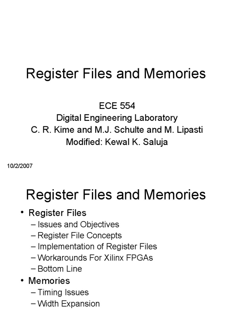 Register Files and Memories | Download Free PDF | Electrical Circuits ...