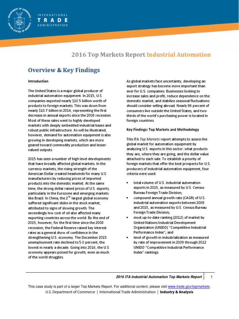 Industrial Automation Executive Summary | PDF | Exports | Free Trade