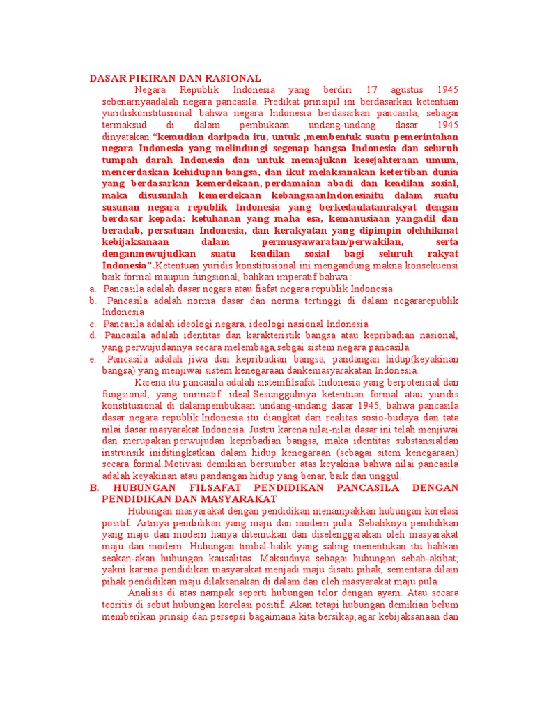 Dasar Pikiran Dan Rasional | PDF