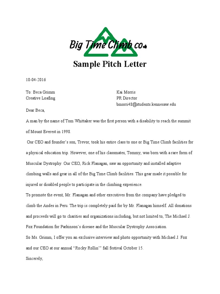 Sample Pitch Letter | PDF