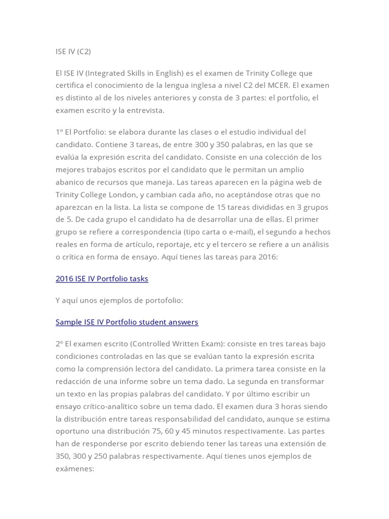 Examen Trinity C2 | PDF