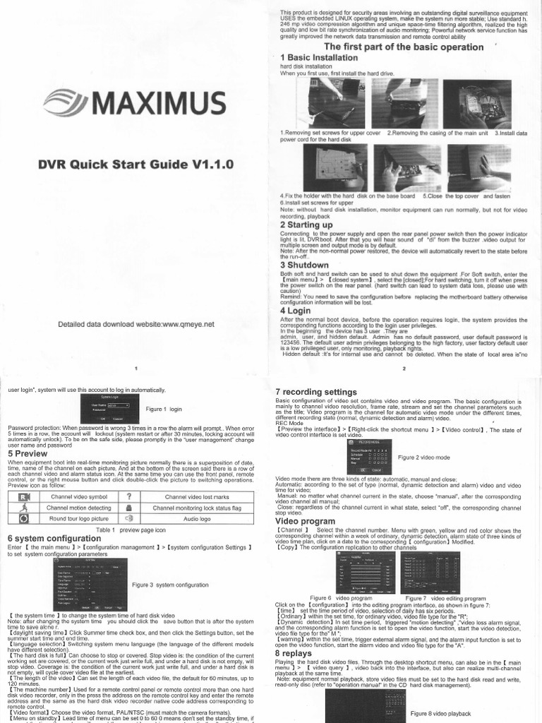 Maximus DVR Quick Start Guide v1 | PDF | Digital Video Recorder ...