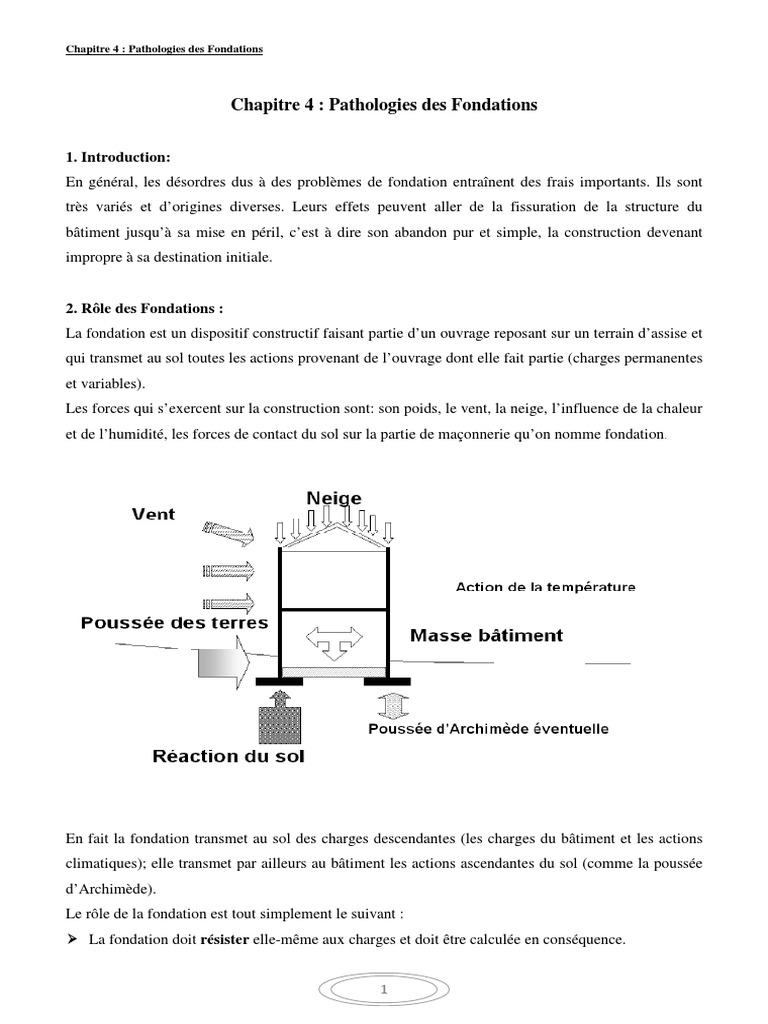 PATHOLOGIE DES STRUCTURES Chapitre 4 Pathologies Des Fondations | PDF | Fondation (construction ...
