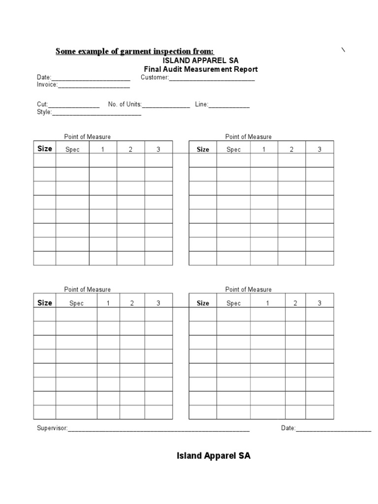 Some Example of Garment Inspection From:: Island Apparel Sa Final Audit ...